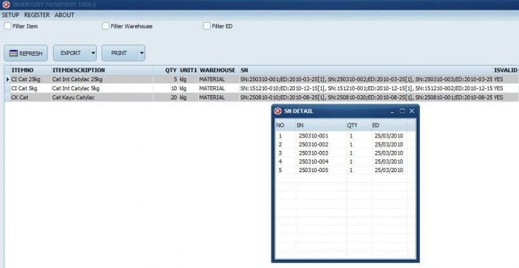 Special Tools Inventory Movement - Sistem Manajemen Gudang