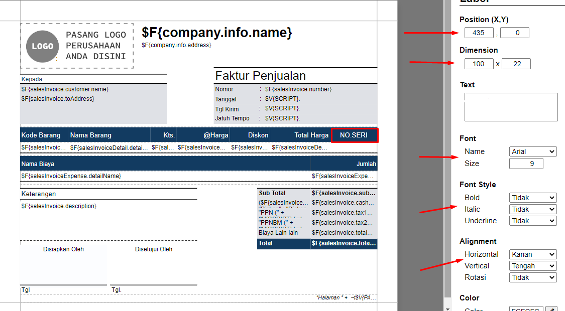 Menambahkan kolom serial number di invoice - Acis Indonesia